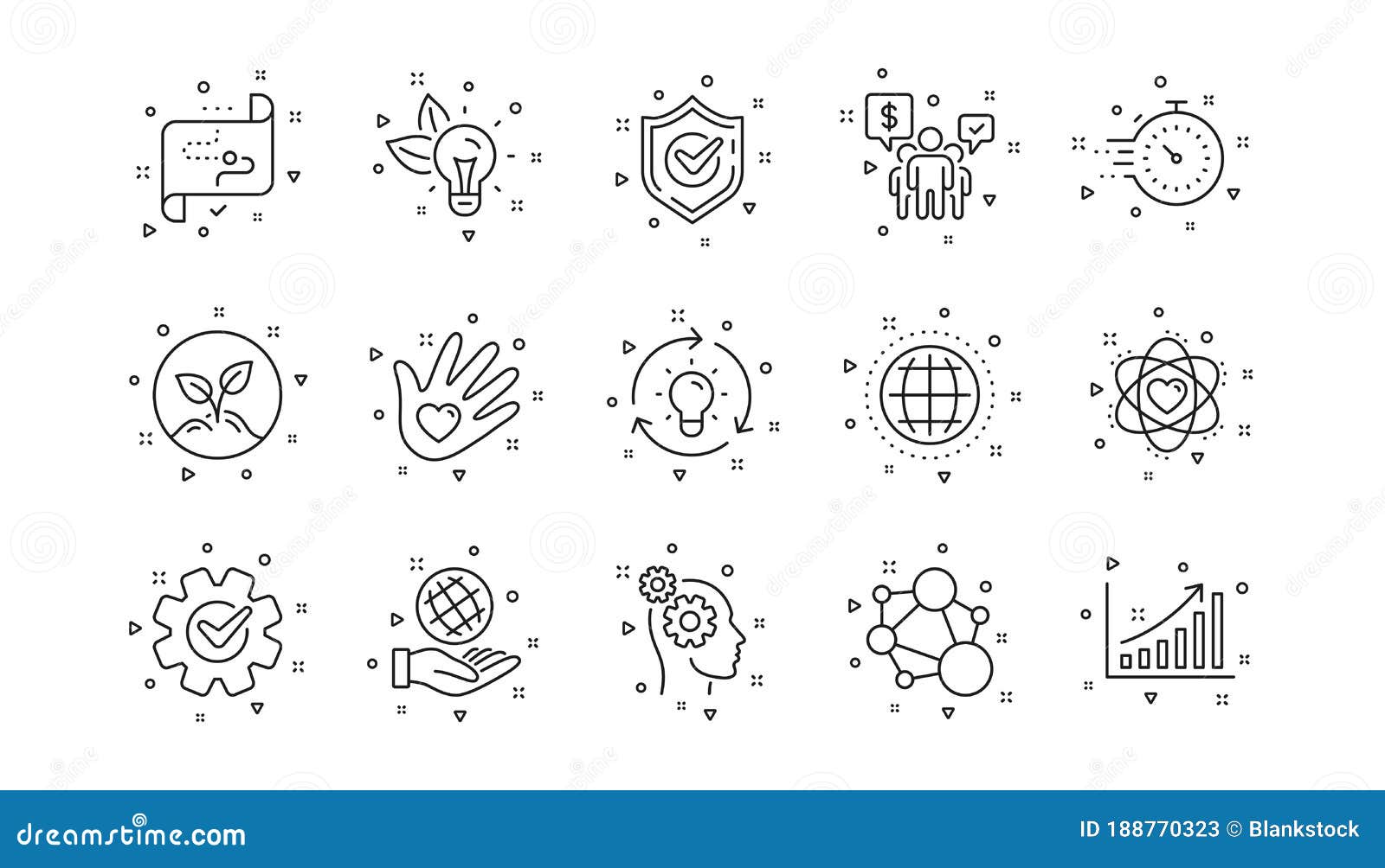 Core Values Line Icons. Integrity, Target Purpose and Strategy. Helping ...