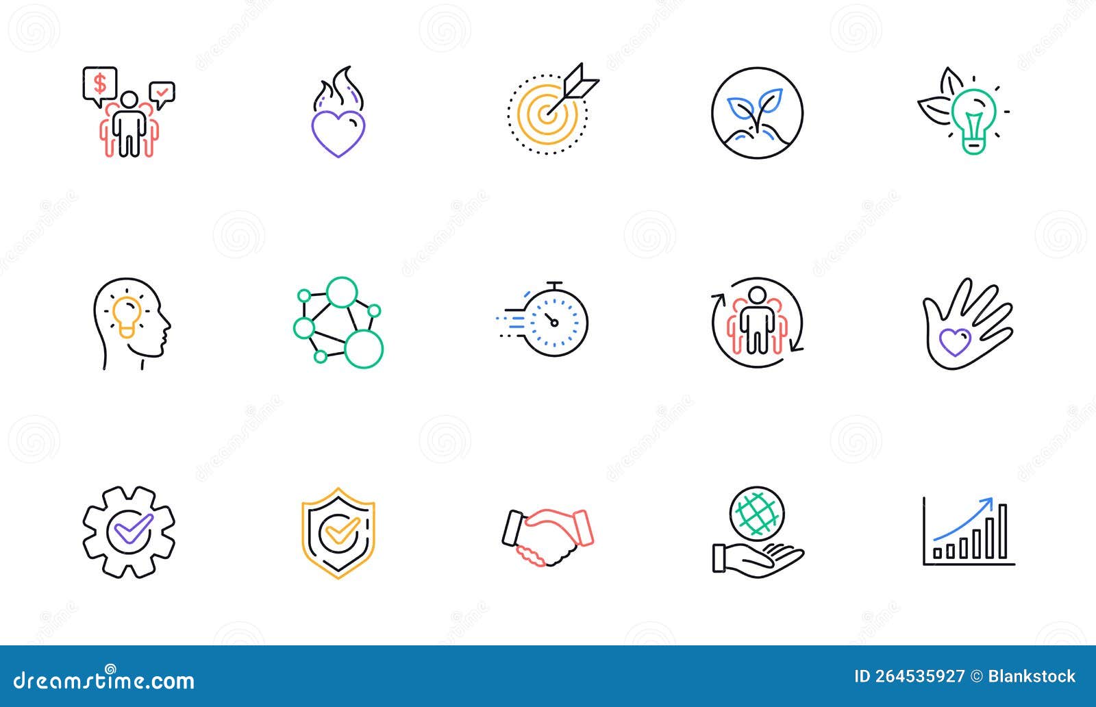 Core Values Line Icons. Integrity, Target Purpose and Strategy. Trust ...