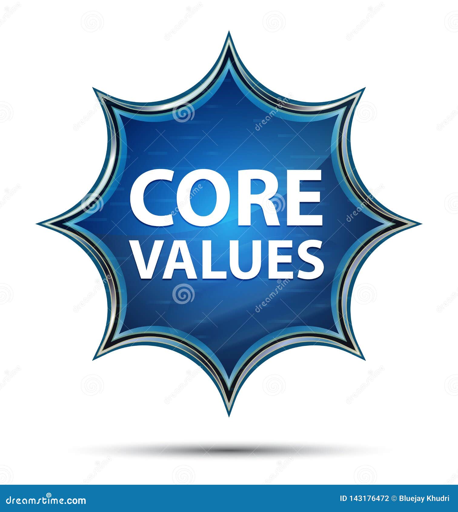Core Values Magical Glassy Sunburst Blue Button Stock Illustration ...