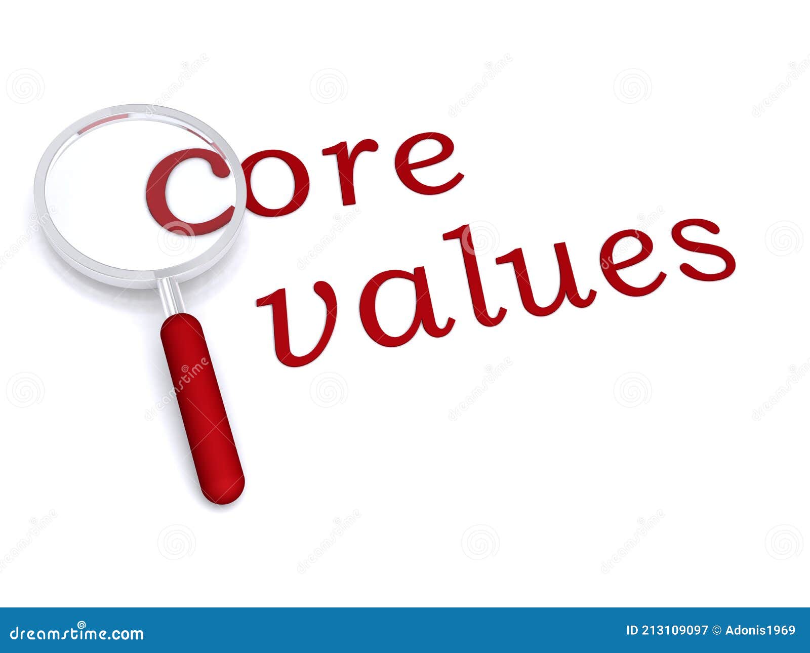 Core Values with Magnifying Glass Stock Illustration - Illustration of ...