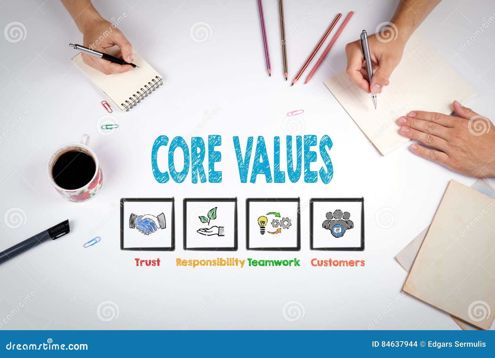 Core Values. the Meeting at the White Office Table Stock Photo - Image ...