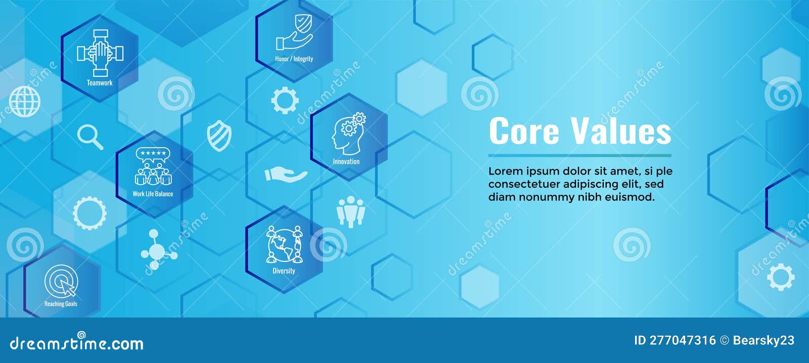 Core Values or Mission and Vision Icon Set W Web Header Banner Stock ...