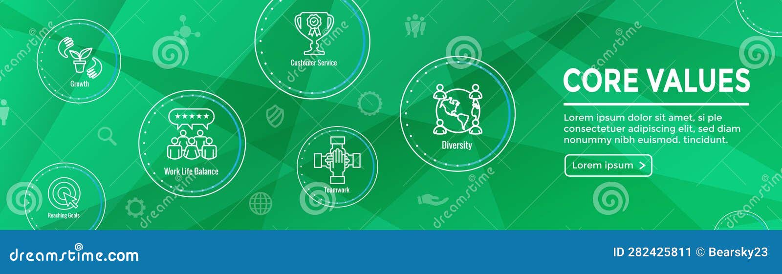 Core Values or Mission and Vision Icon Set W Web Header Banner Stock ...