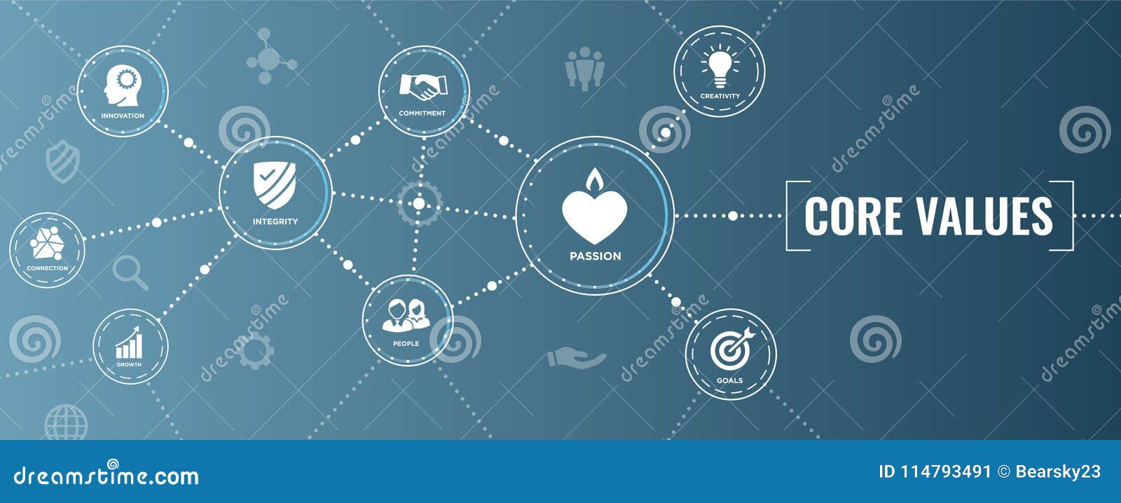 Core Values Outline Icon with Person & Collaborating / Thinking Stock ...