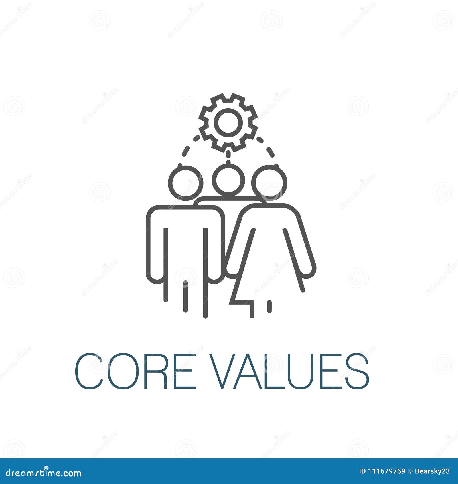 Core Values Outline Icon W Person And Collaborating / Thinking I ...