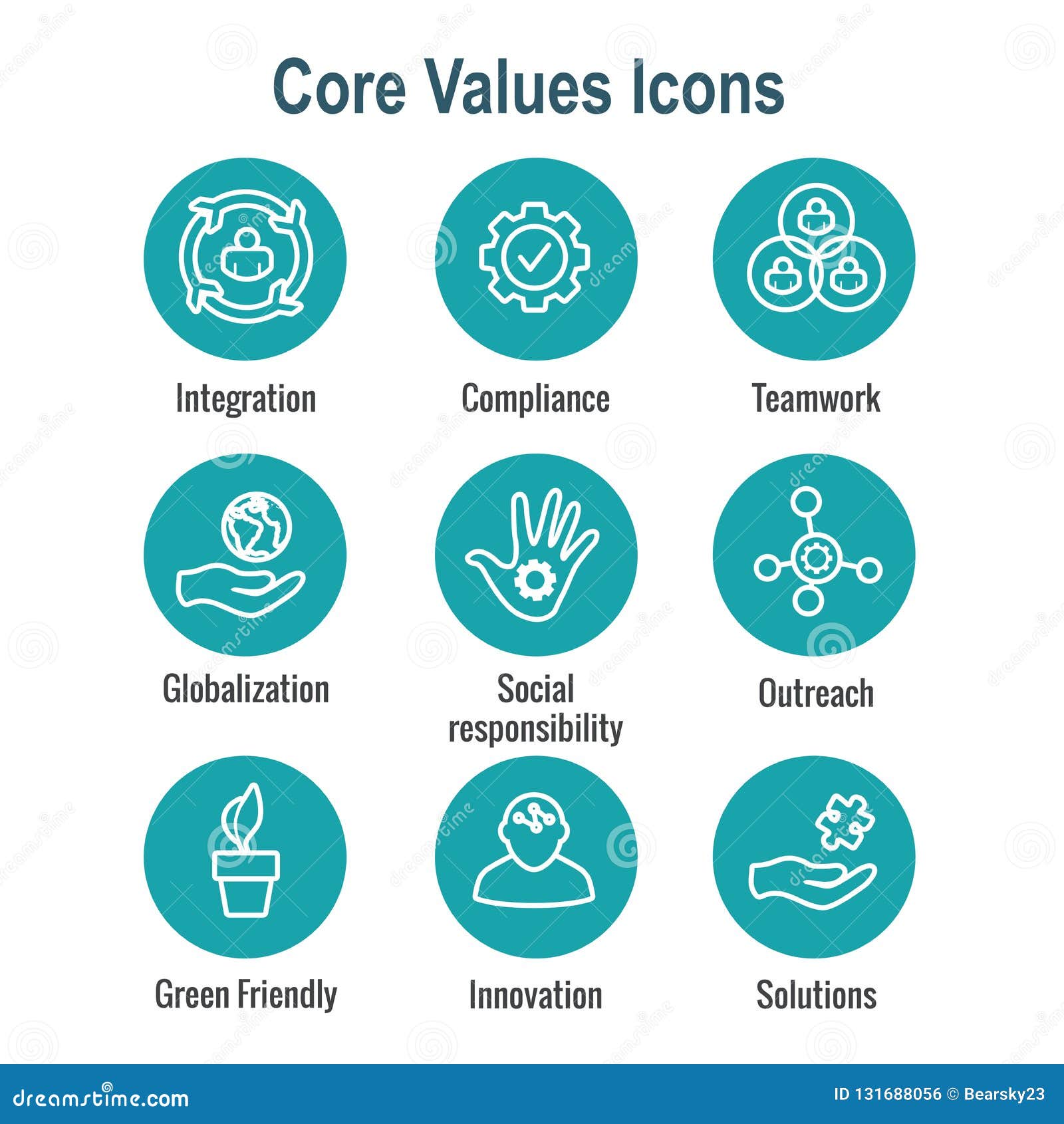 Core Values Outline Or Line Icon Conveying Integrity & Purpose Vector ...
