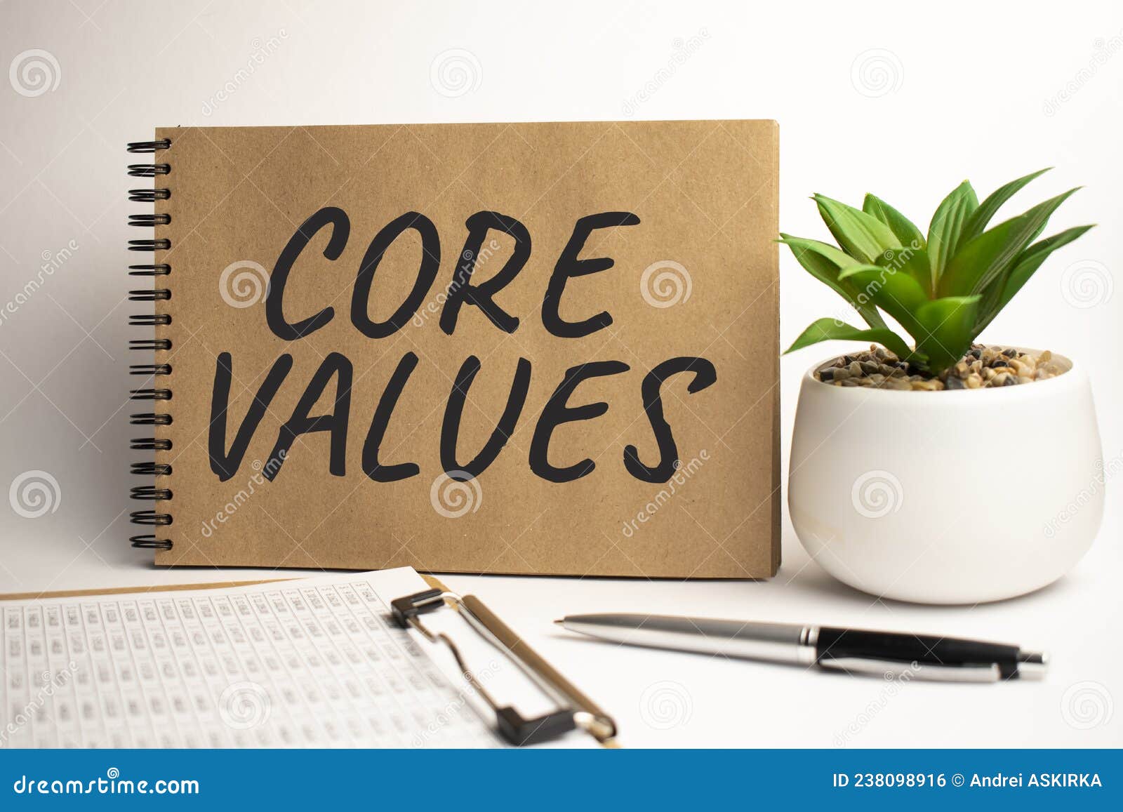 Core Values Paper Notepad on Office Work Place Stock Photo - Image of ...
