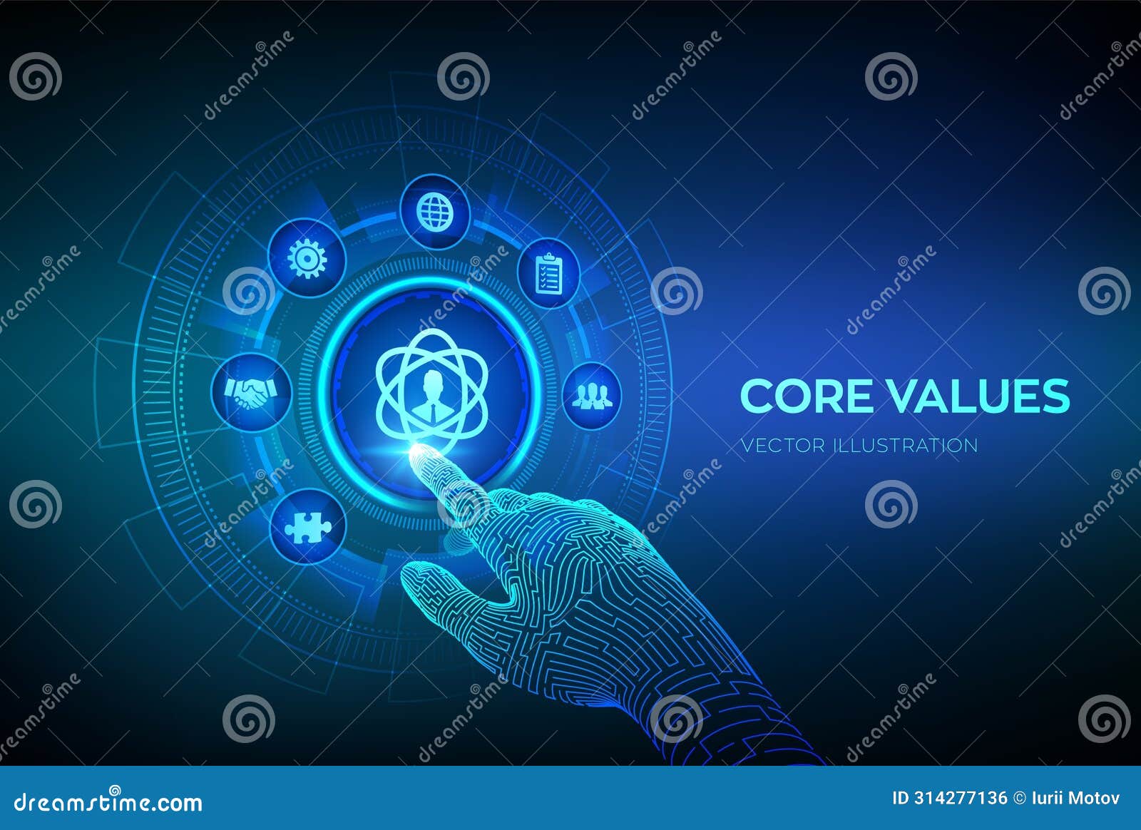 Core Values. Responsibility Ethics Goals Company Concept on Virtual ...