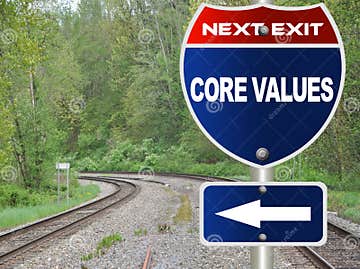 Core values road sign stock illustration. Illustration of text - 19909974