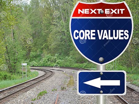 Core values road sign stock illustration. Illustration of text - 19909974