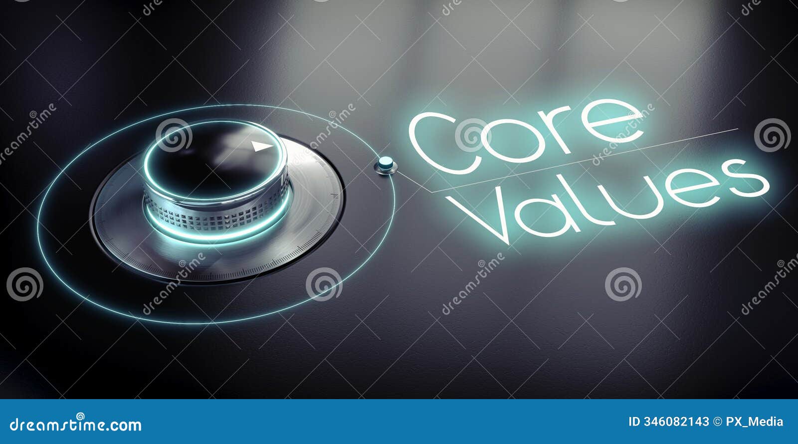 Core Values - Rotary Knob and Glowing Word Stock Illustration ...