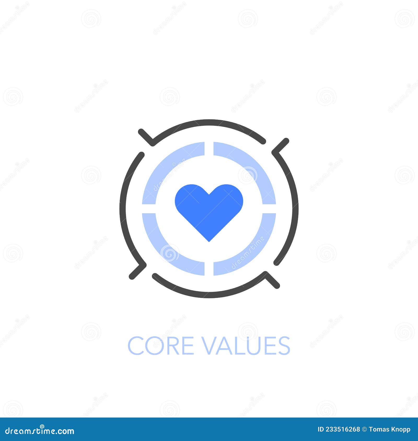 Core Values Symbol with an Abstract Symbol of Value-sets and a Heart ...