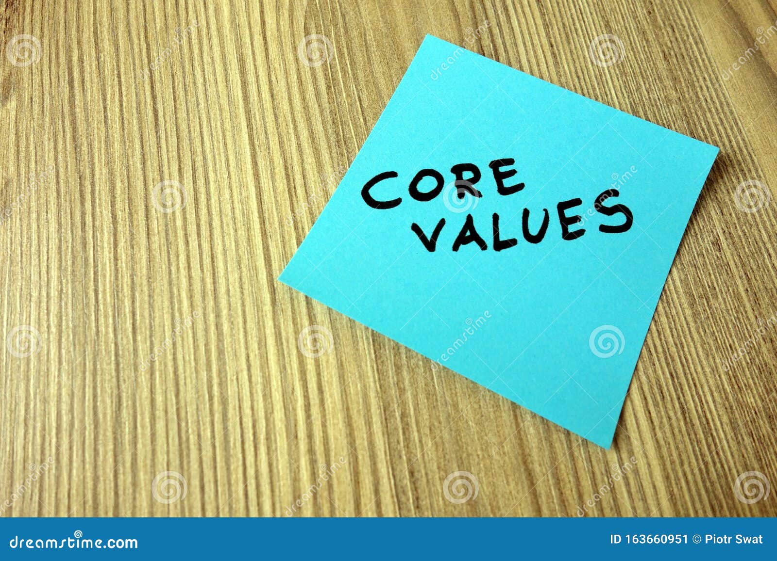 Core Values Text on Blue Sticky Note Stock Image - Image of mission ...