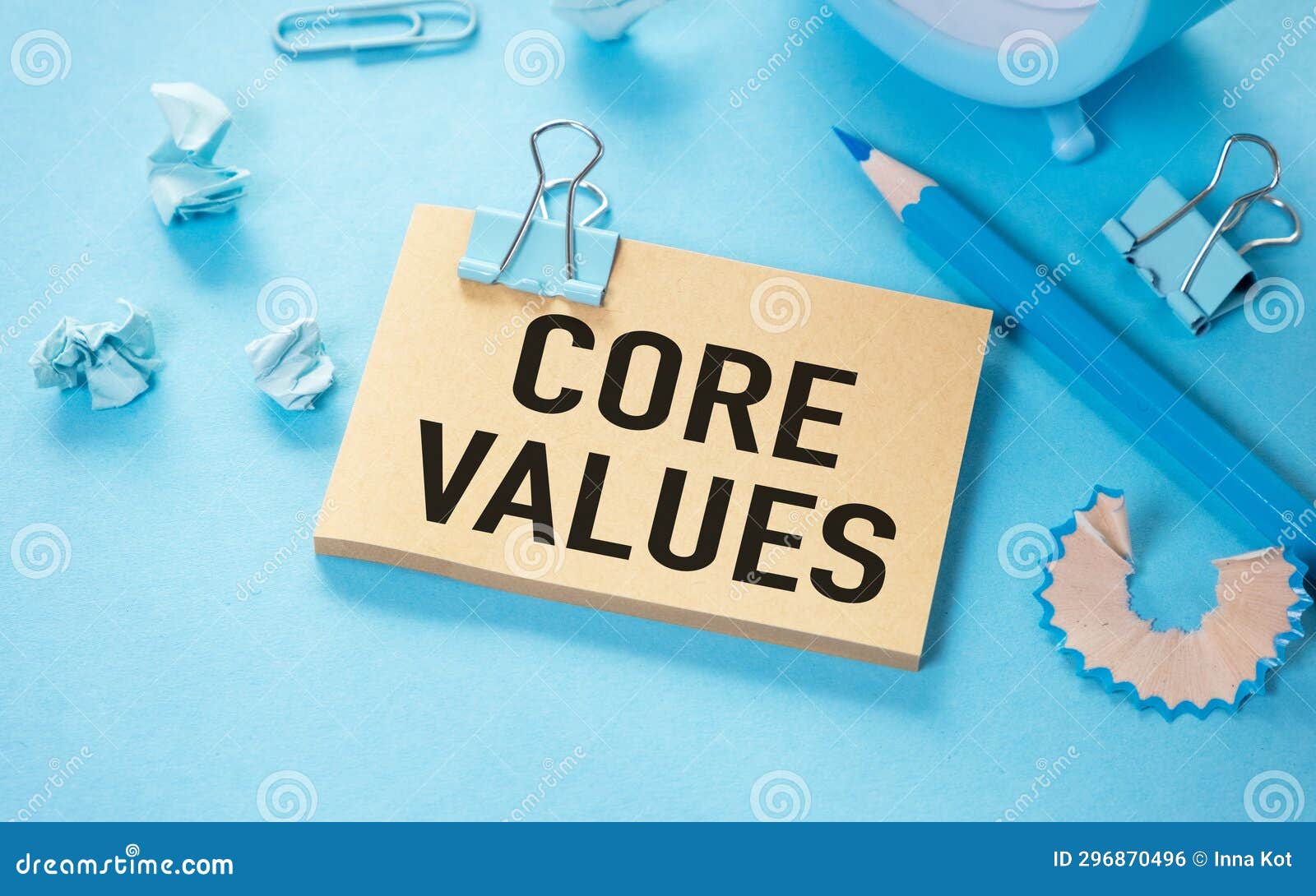 The Core Values Text on Colored Sticky Notes Next To the Pencil Bulb ...