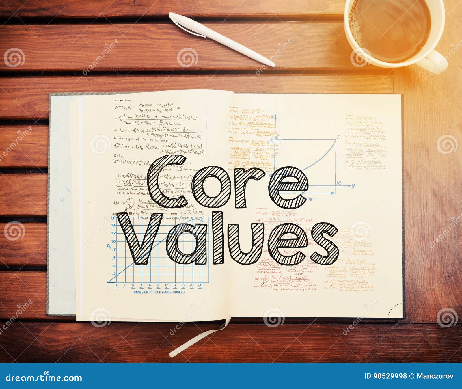 Core Values : Text Inside Notebook on Table with Coffee Stock Photo ...