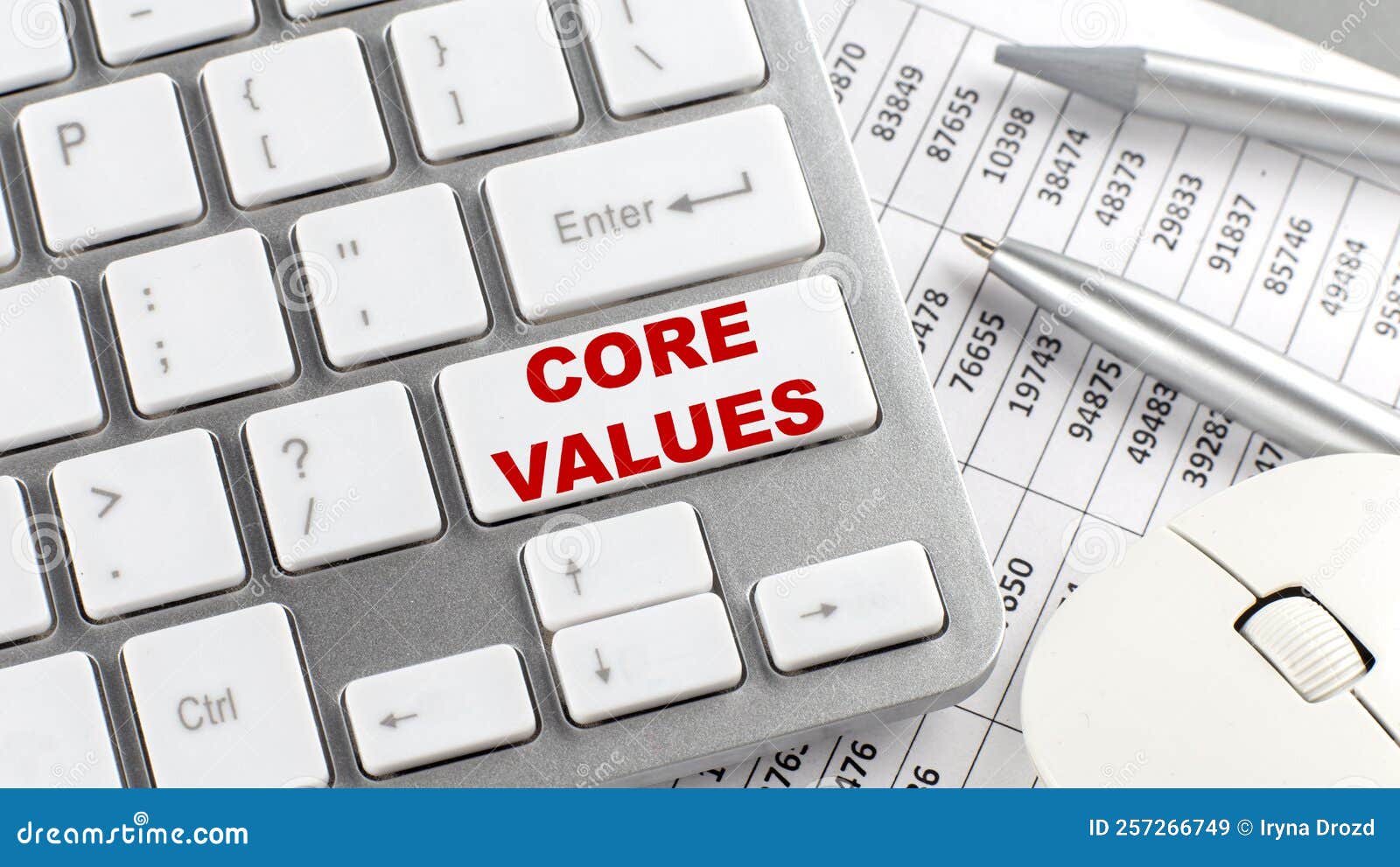 CORE VALUES Text On A Keyboard Wirh Chart And Pencil Royalty-Free Stock ...