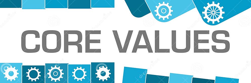Core Values Blue Random Shapes Gears Stock Illustration - Illustration ...