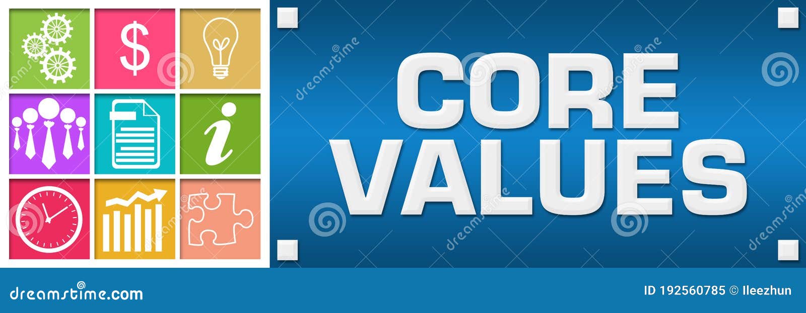 Core Values Colorful Business Grid Blue Right Stock Illustration ...