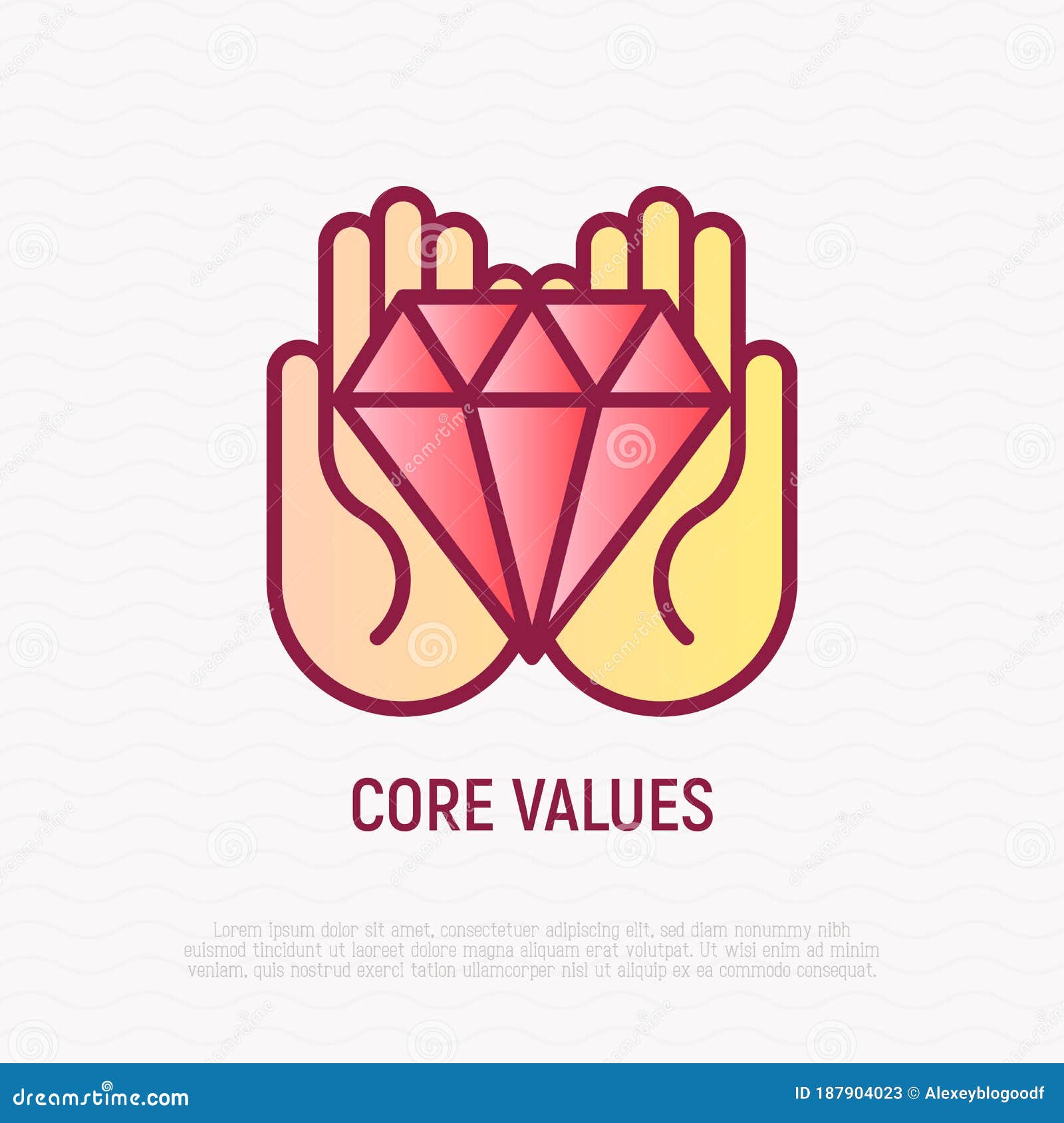 Core Values Thin Line Icon: Diamond in Hands. Modern Vector ...