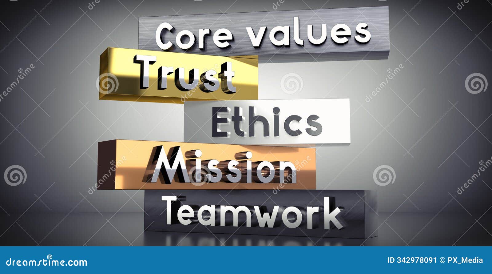 Core Values, Trust, Ethics, Mission, Teamwork - Words on Metal Blocks ...