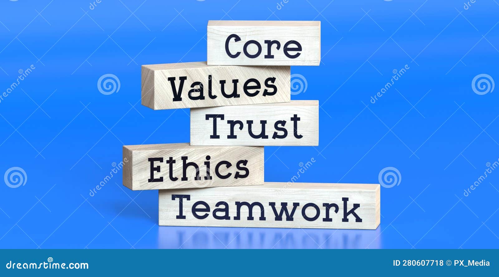Core, Values, Trust, Ethics, Teamwork - Words on Wooden Blocks Stock ...