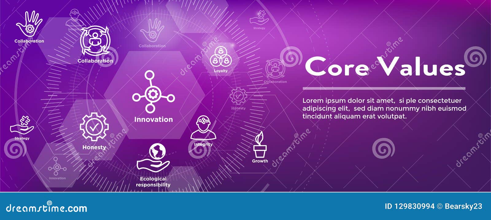 Core Values Web Header Banner Image with Integrity, Mission, Etc Stock ...