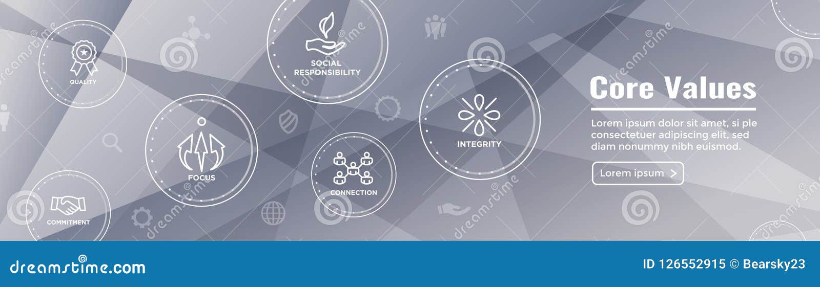 Core Values Web Header Banner Image with Integrity, Mission, Etc Stock ...