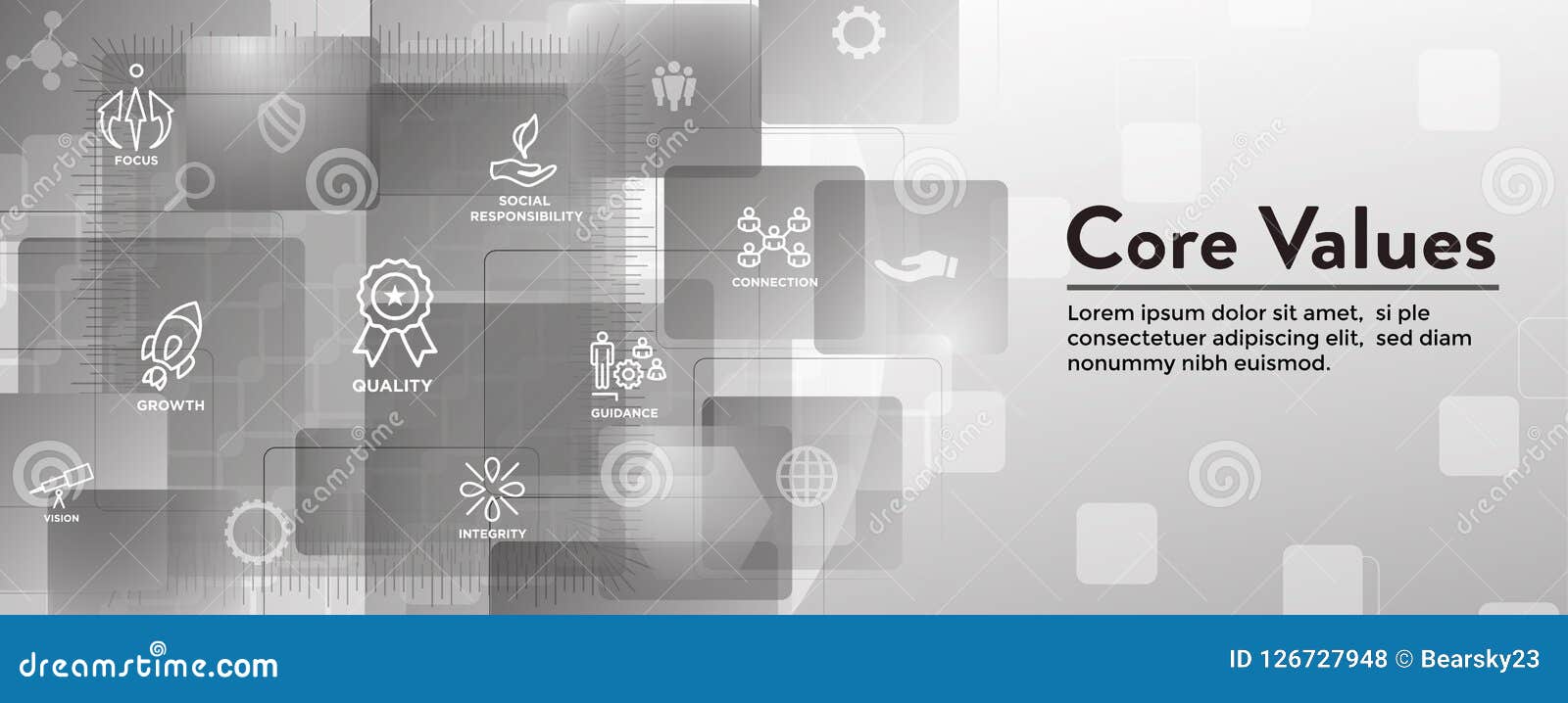 Core Values Web Header Banner Image with Integrity, Mission, Etc Stock ...