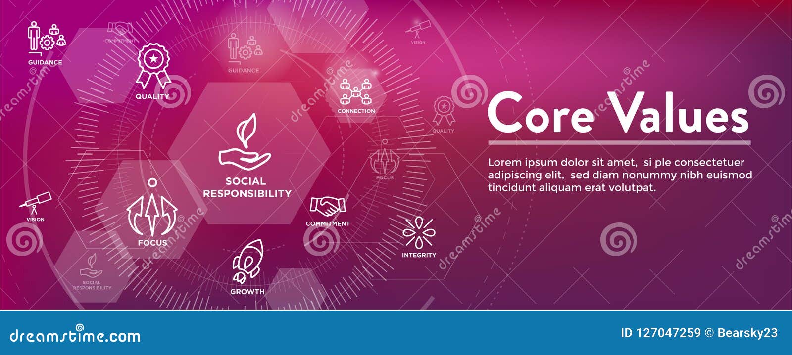 Core Values Web Header Banner Image with Integrity, Mission, Etc Stock ...