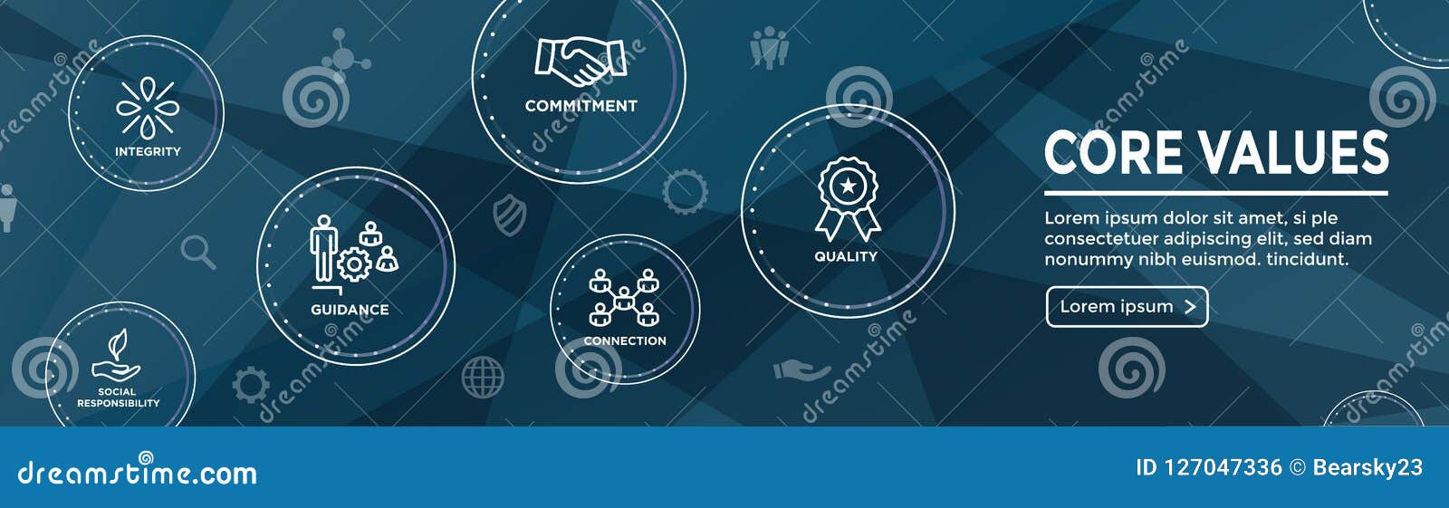 Core Values Web Header Banner Image with Integrity, Mission, Etc Stock ...