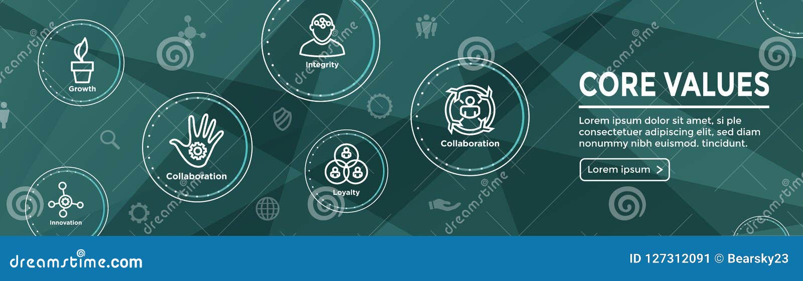 Core Values Web Header Banner Image with Integrity, Mission, Etc Stock ...