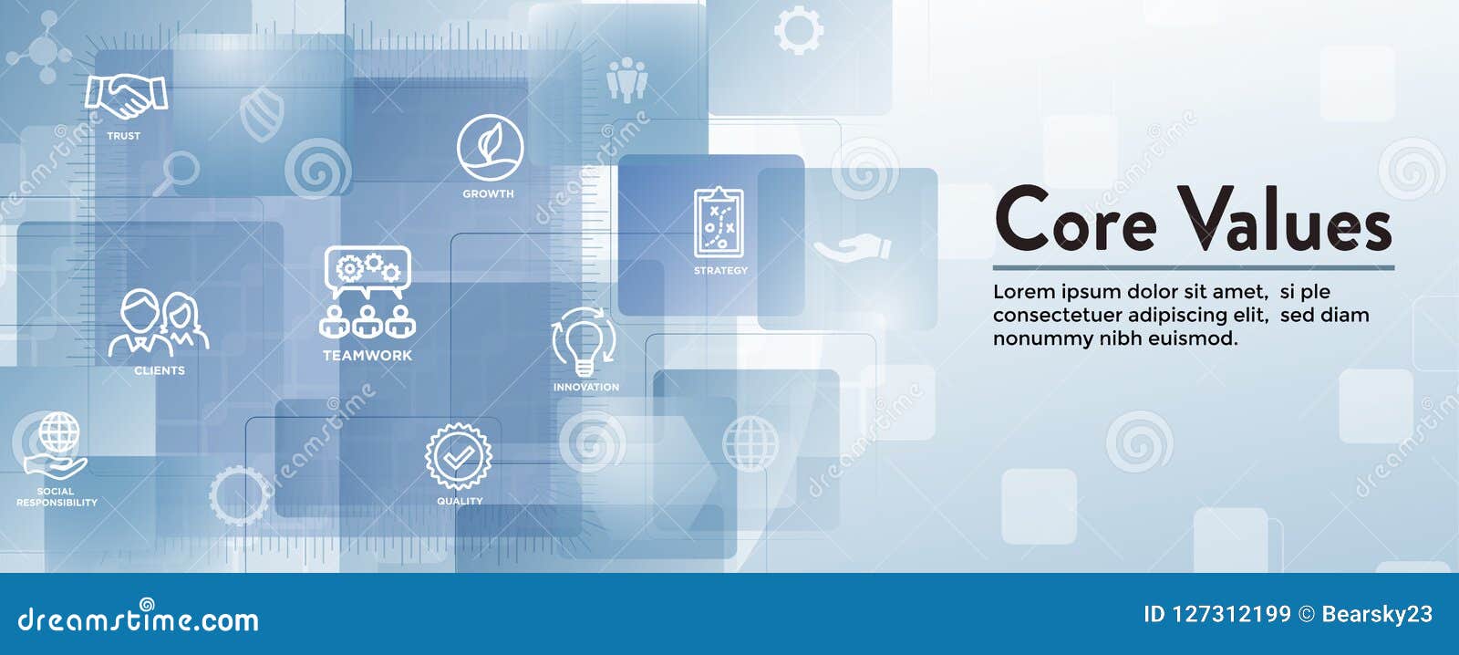 Core Values Web Header Banner Image with Integrity, Mission, Etc Stock ...