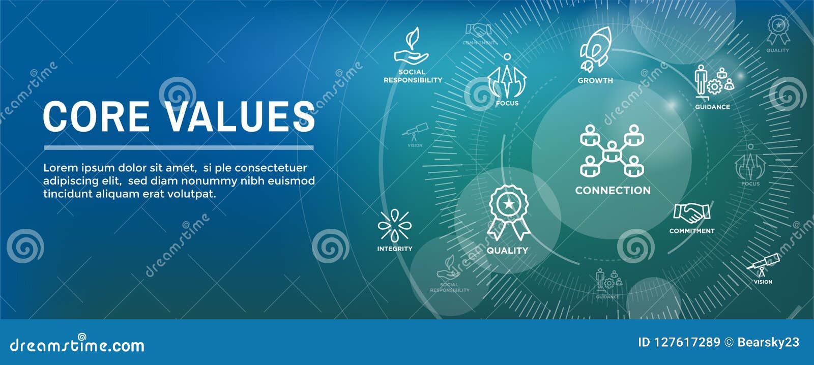 Core Values Web Header Banner Image with Integrity, Mission, Etc Stock ...