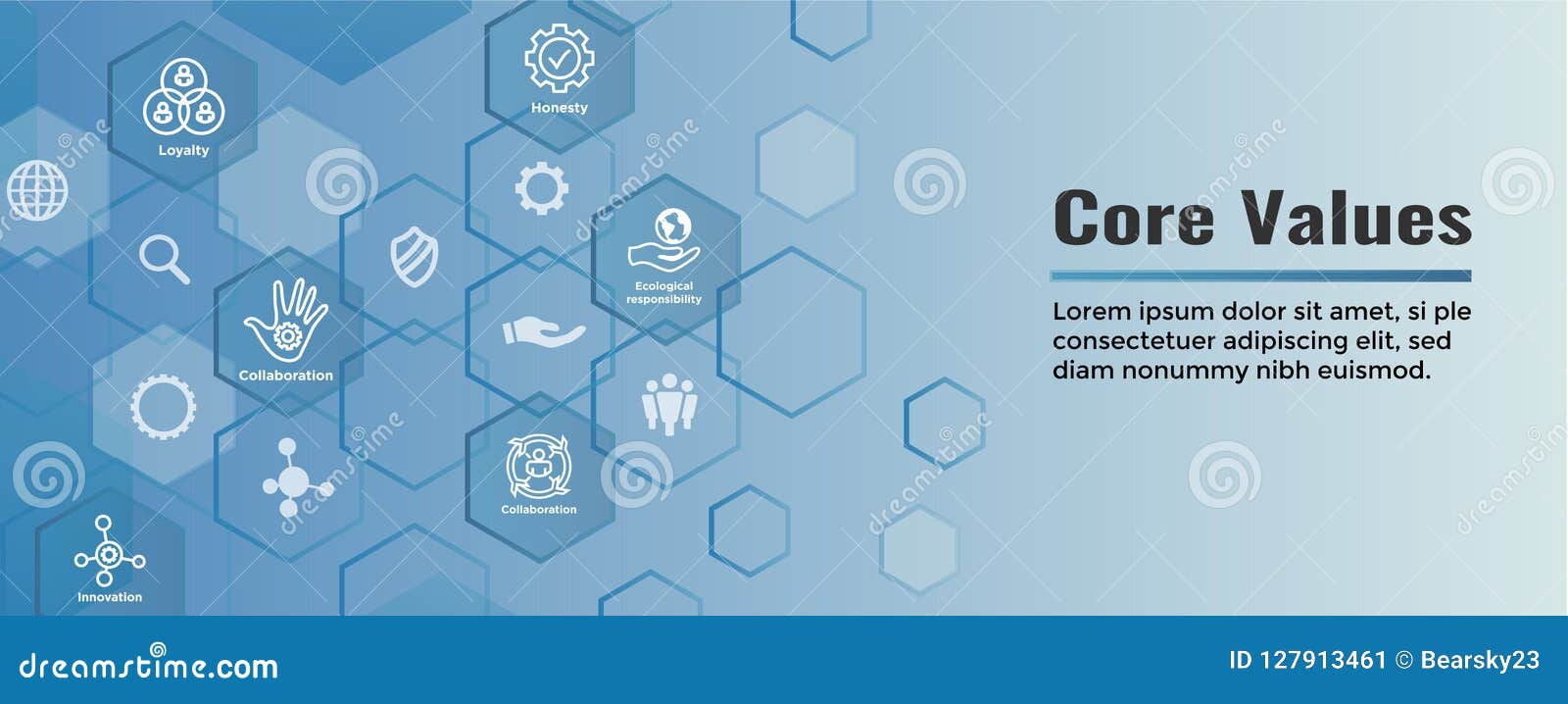 Core Values Web Header Banner Image with Integrity, Mission, Etc Stock ...