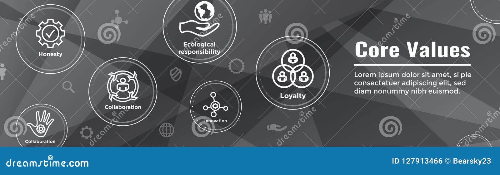 Core Values Web Header Banner Image with Integrity, Mission, Etc Stock ...