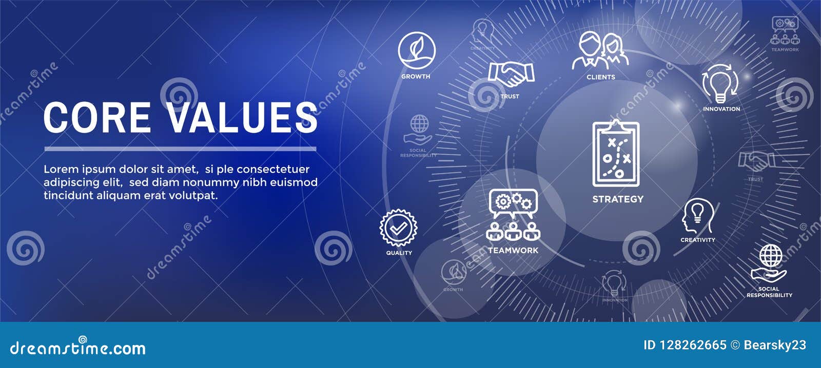 Core Values Web Header Banner Image with Integrity, Mission, Etc Stock ...