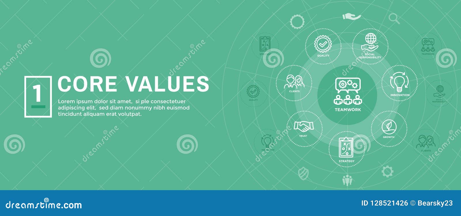 Core Values Web Header Banner Image with Integrity, Mission, Etc Stock ...