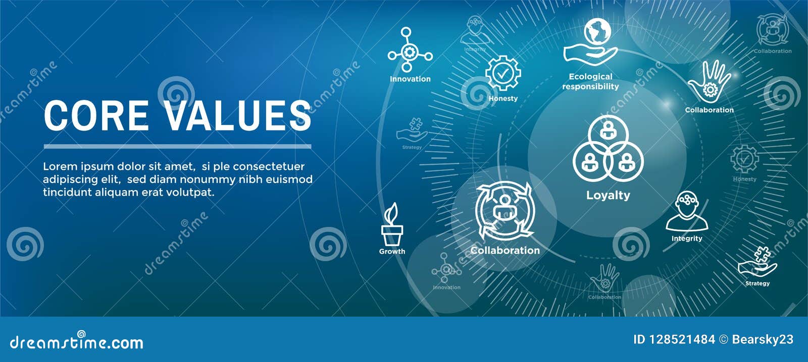 Core Values Web Header Banner Image with Integrity, Mission, Etc Stock ...