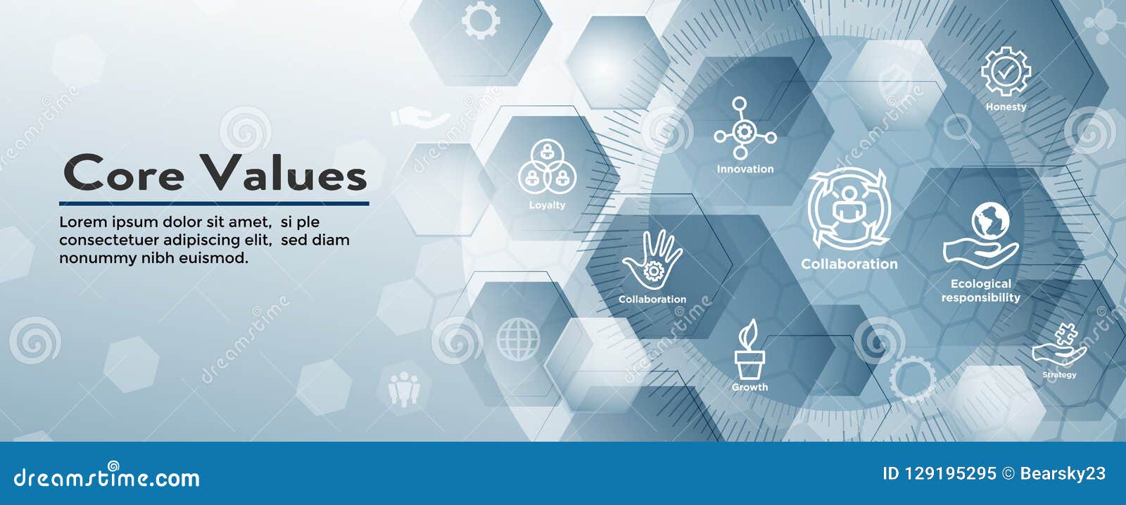Core Values Web Header Banner Image with Integrity, Mission, Etc Stock ...