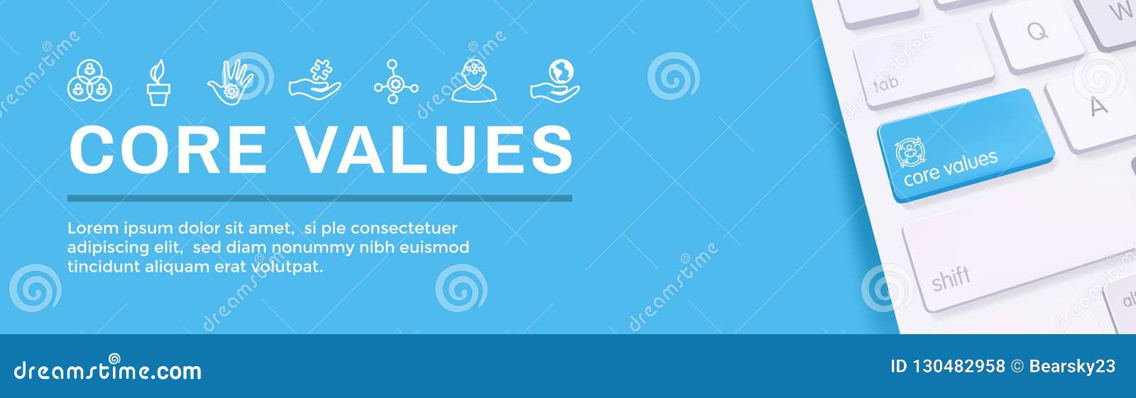 Core Values Web Header Banner Image with Integrity, Mission, Etc Stock ...