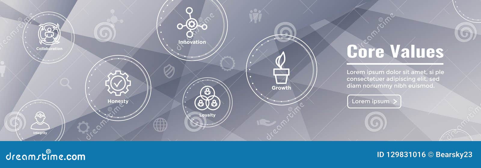 Core Values Web Header Banner Image with Integrity, Mission, Etc Stock ...