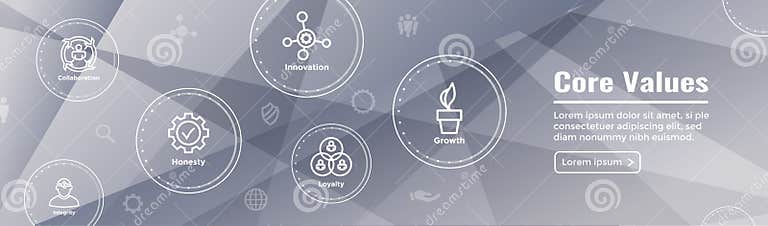 Core Values Web Header Banner Image with Integrity, Mission, Etc Stock ...