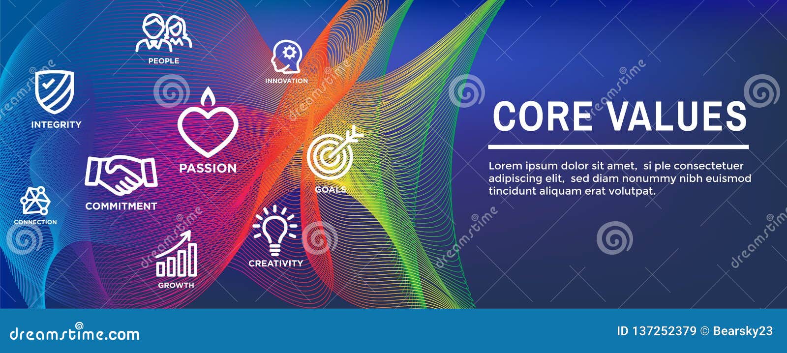 Core Values Web Header Banner Image with Integrity, Mission, Etc Icon ...
