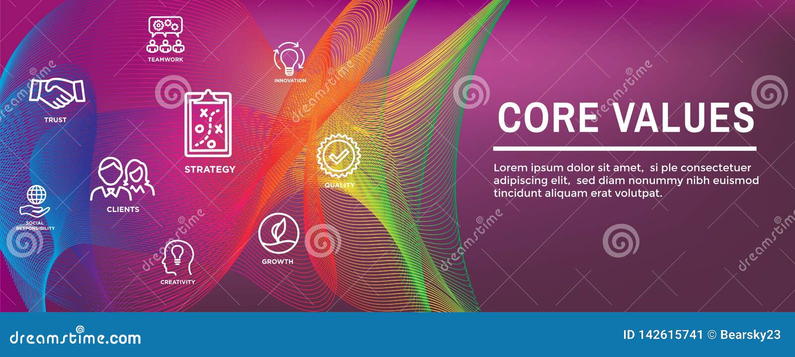 Core Values Web Header Banner Image with Integrity, Mission, Etc Icon ...