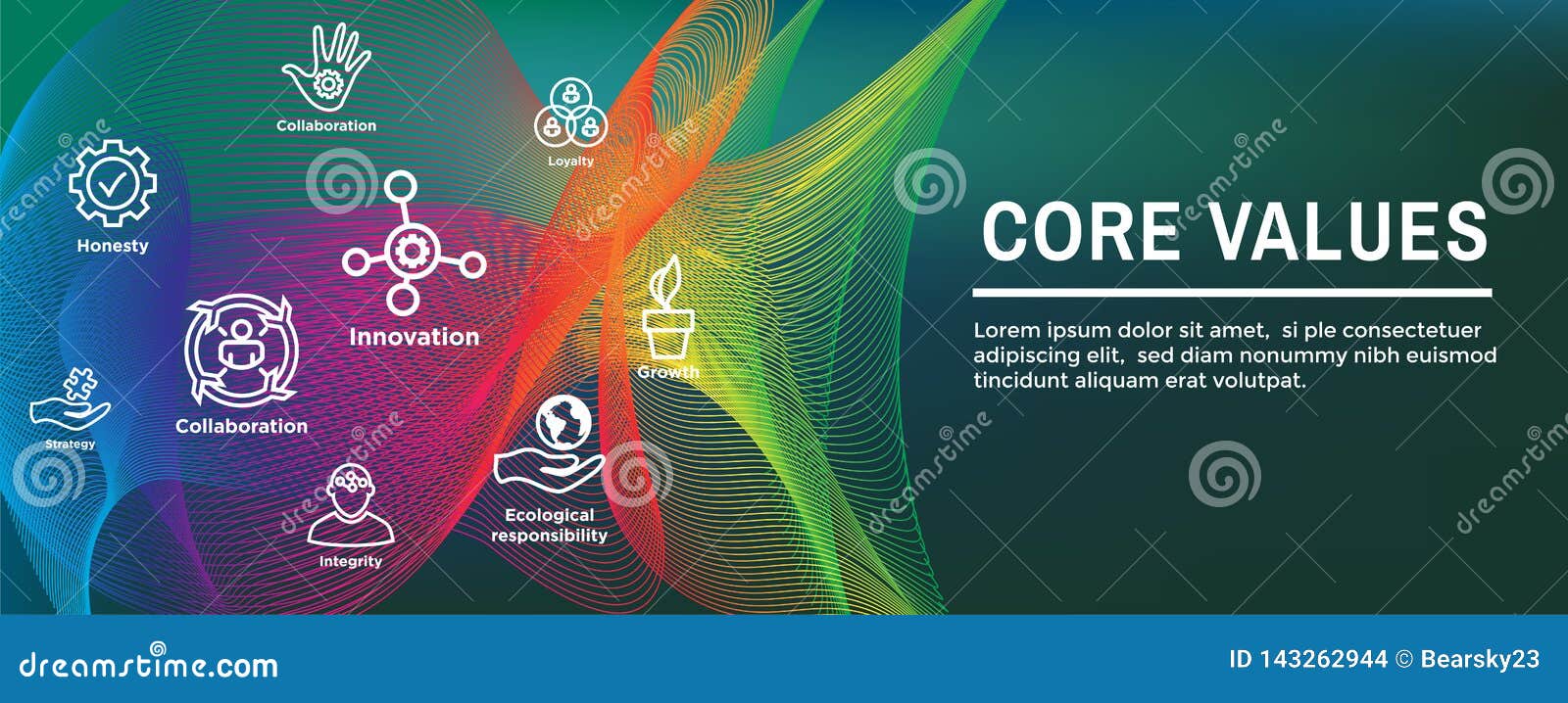 Core Values Web Header Banner Image with Integrity, Mission, Etc Icon ...
