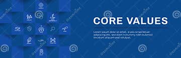Core Values Web Header Banner with Integrity Mission and Vision Icons ...