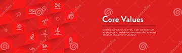 Core Values Web Header Banner with Integrity Mission and Vision Icons ...