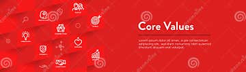 Core Values Web Header Banner with Integrity Mission and Vision Icons ...