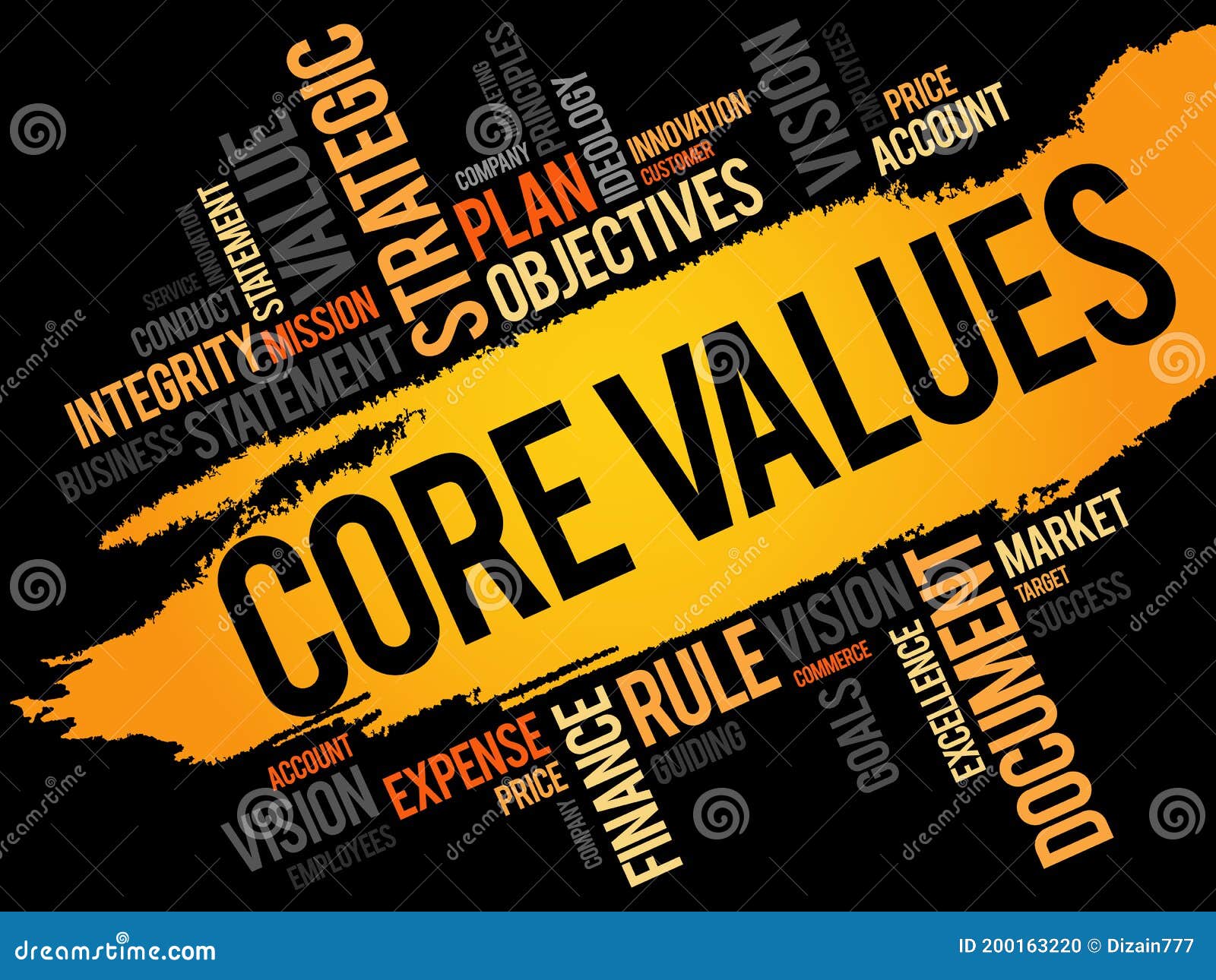 Core Values word cloud stock illustration. Illustration of conduct ...