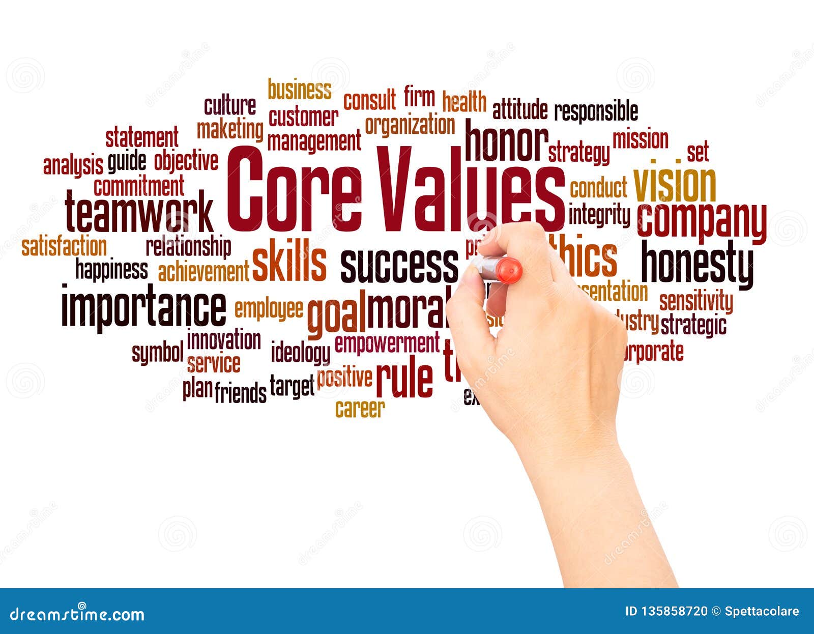 Core Values Word Cloud Hand Writing Concept Stock Illustration ...